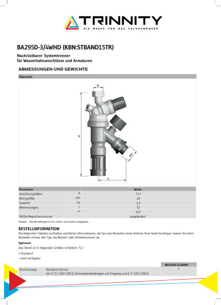 Trinnity / Resideo Nachrüst Systemtrenner AV 1/2" m. Druckminderer u., 112,90