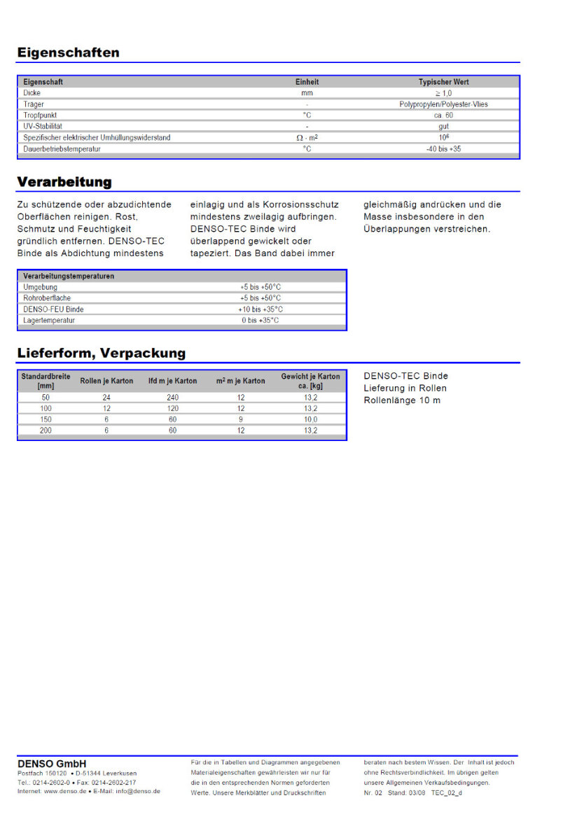 10 m Denso - Tec Binde Dichtbinde 100mm für Abflussrohr / Abwasserlei ...
