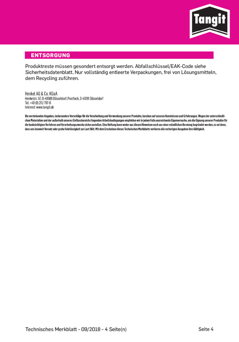 Tangit Kleber 125 gramm PVC-U Plus Klebstoff + Tangit Reiniger 125 ml ...