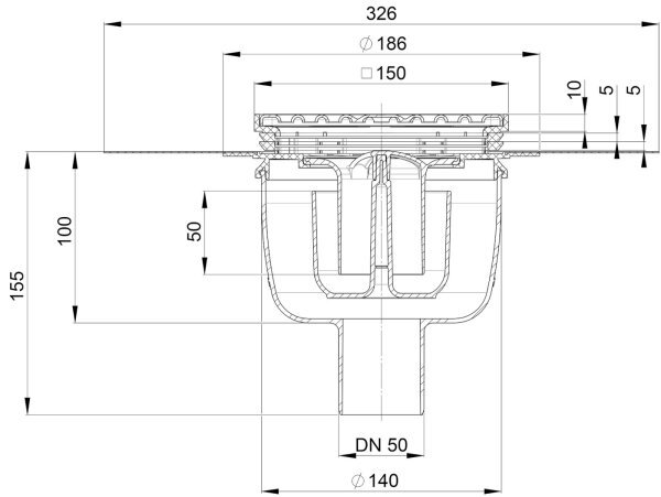 Conel Drain Plus Bodenablauf DN50 senkrecht mit Dichtflansch + Aufsat, 59,90