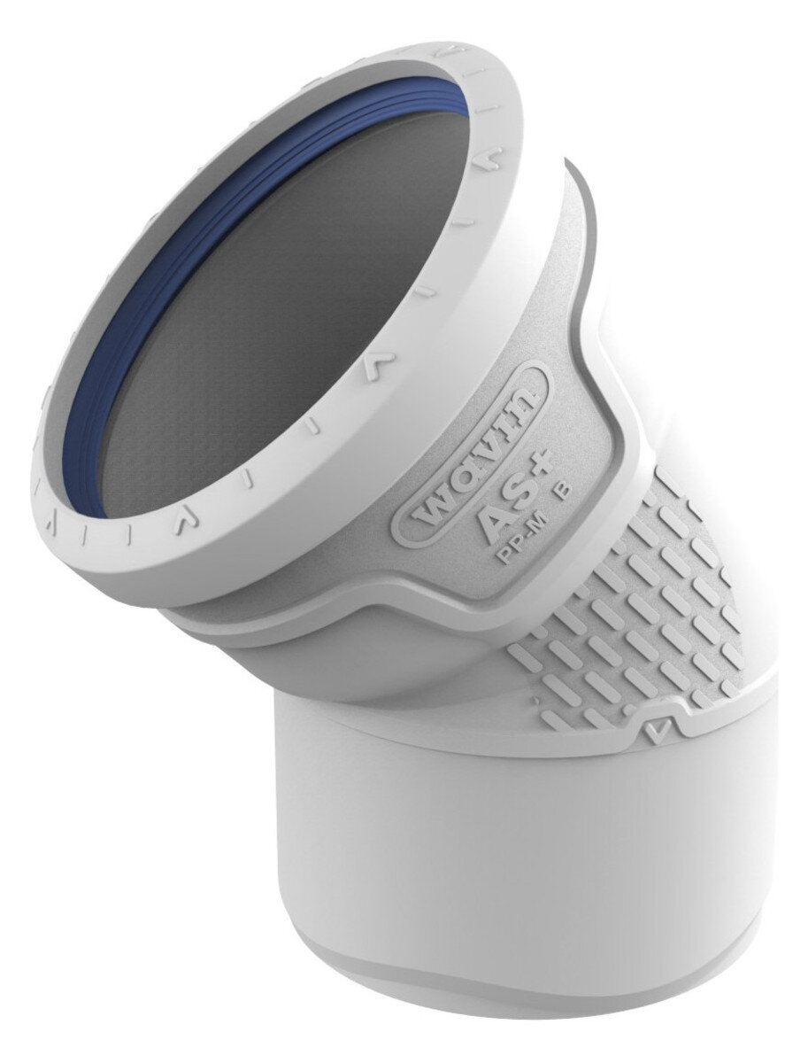 Wavin AS+ Bogen DN100 87 Grad Schallschutz 19dB Abflussrohr, 14,50