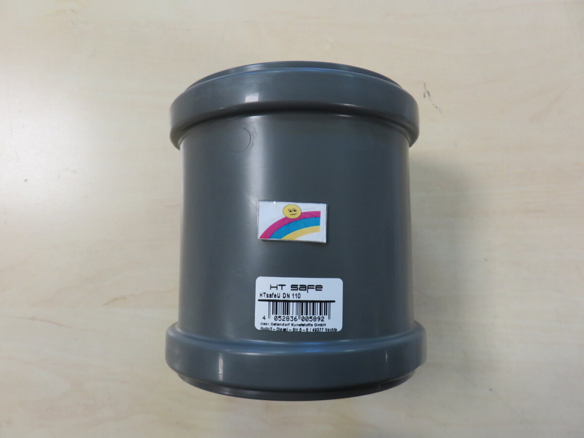 HTsafe Überschiebmuffe Rohrmuffe Doppelmuffe DN110 mit Dichtring HTU ...