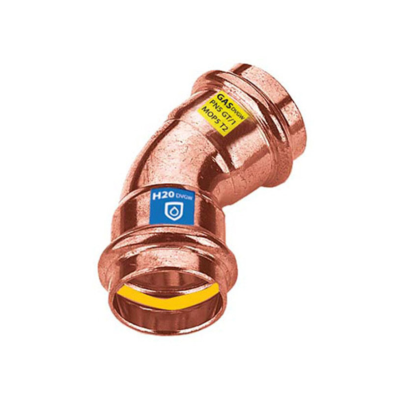 Frabo Gas - Wasser Kombifitting Pressfitting V Kontur Bogen 45° IG/IG ...