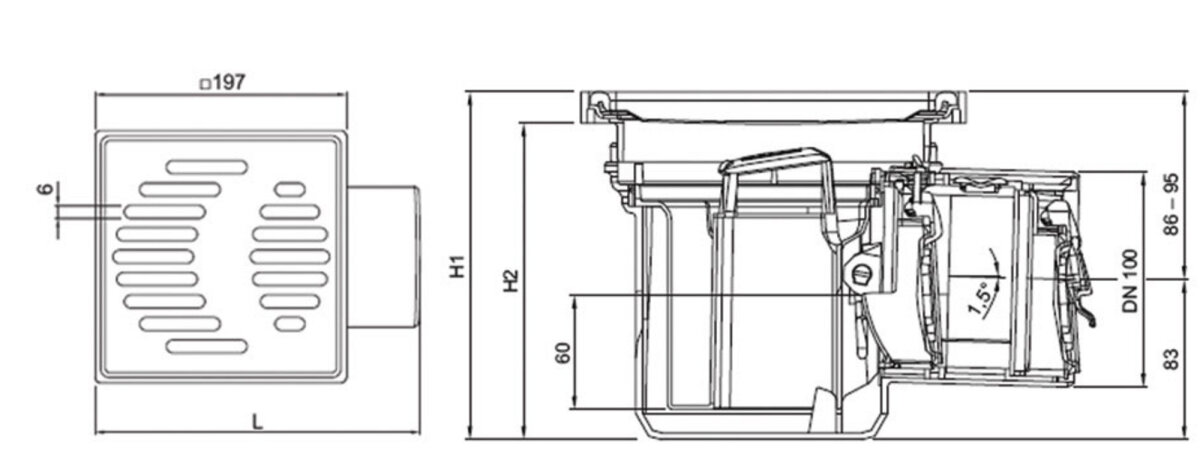 Conel DRAIN Kellerablauf DN100 superkompakt mit 2 fach Rückstauversch ...